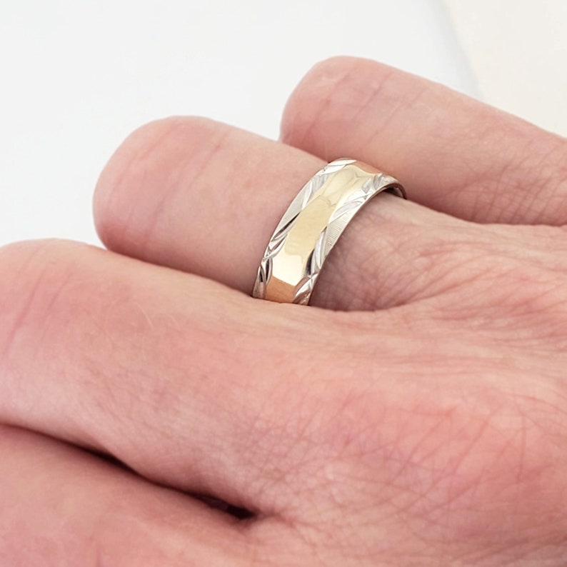 Vintage 14K Gold Wedding Band Distinctive Two-tone Ring | Etsy