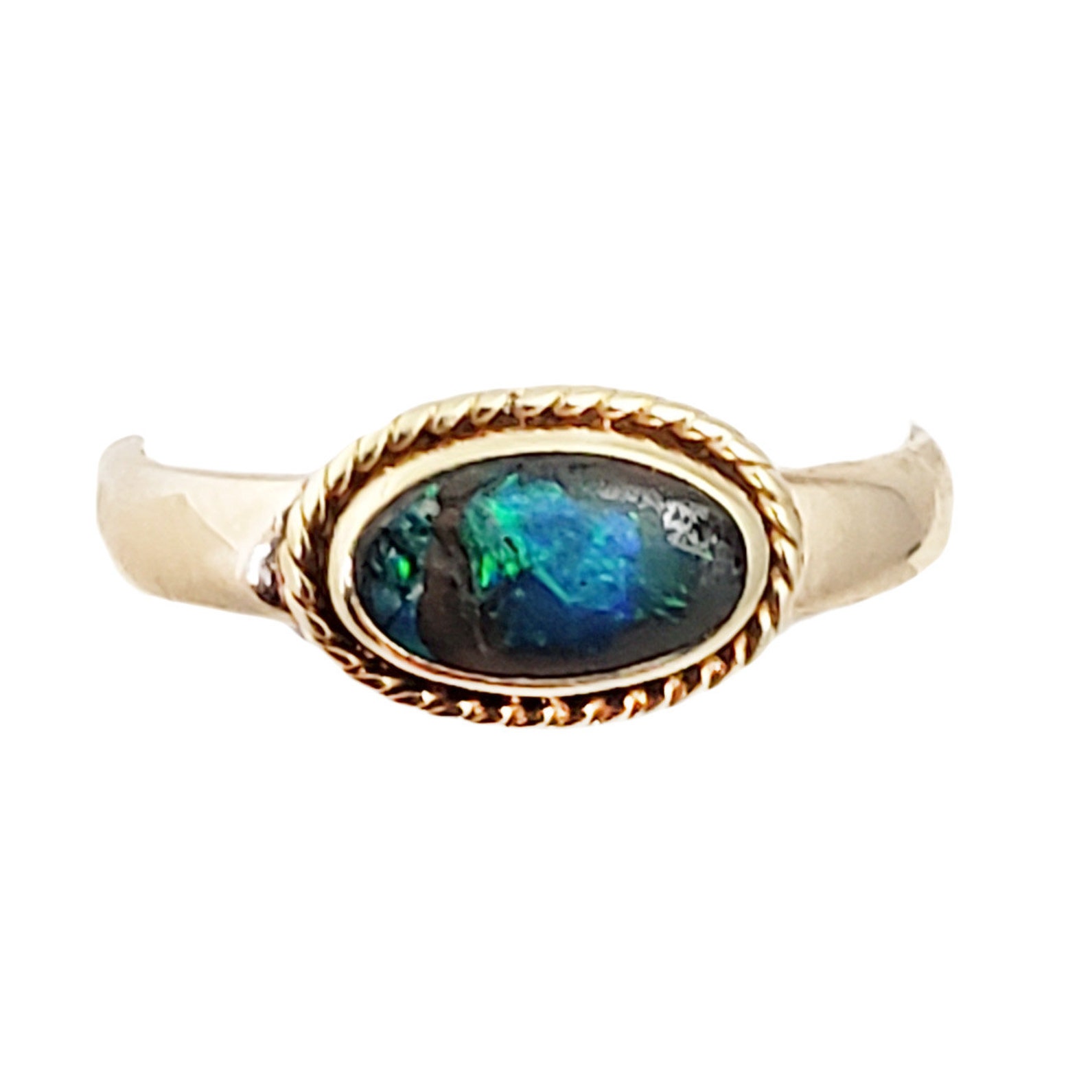 Small Boulder Opal Ring in 14K Gold Oval Stone Pinky Ring - Etsy