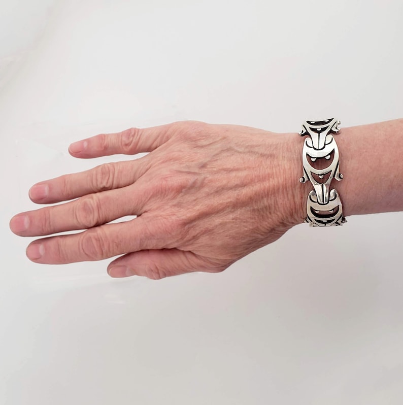 Heavy Sterling Silver Bracelet With Unique Link Design | Etsy