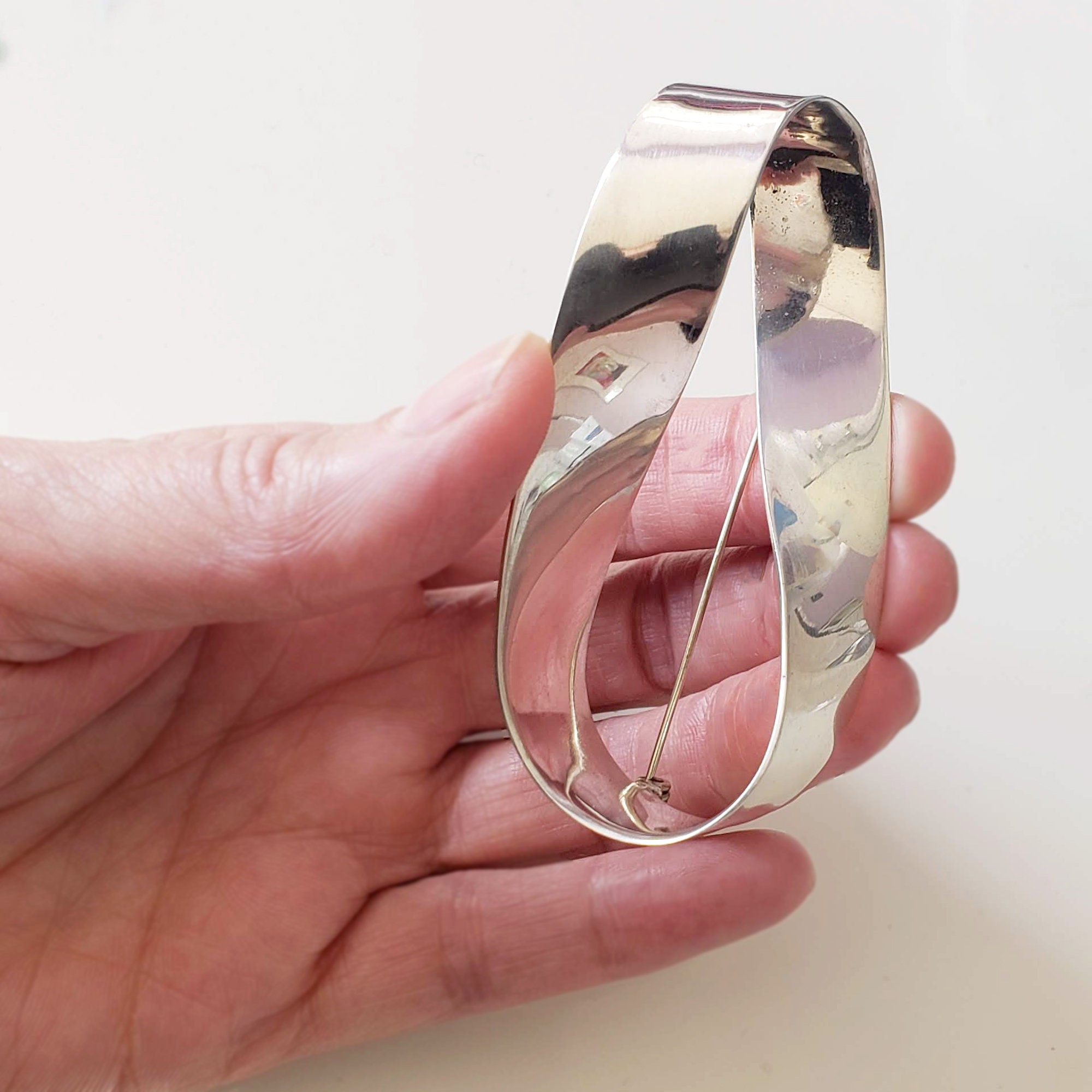 Large Sterling Silver Twisted Ribbon Brooch Vintage Mexican | Etsy