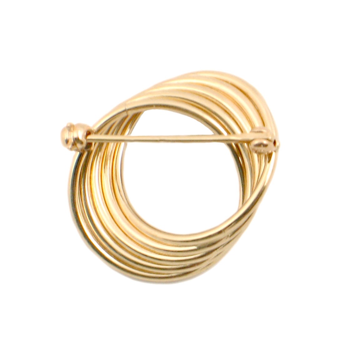 14K Gold & Pearl Brooch Mid-Century Circle Brooch with | Etsy