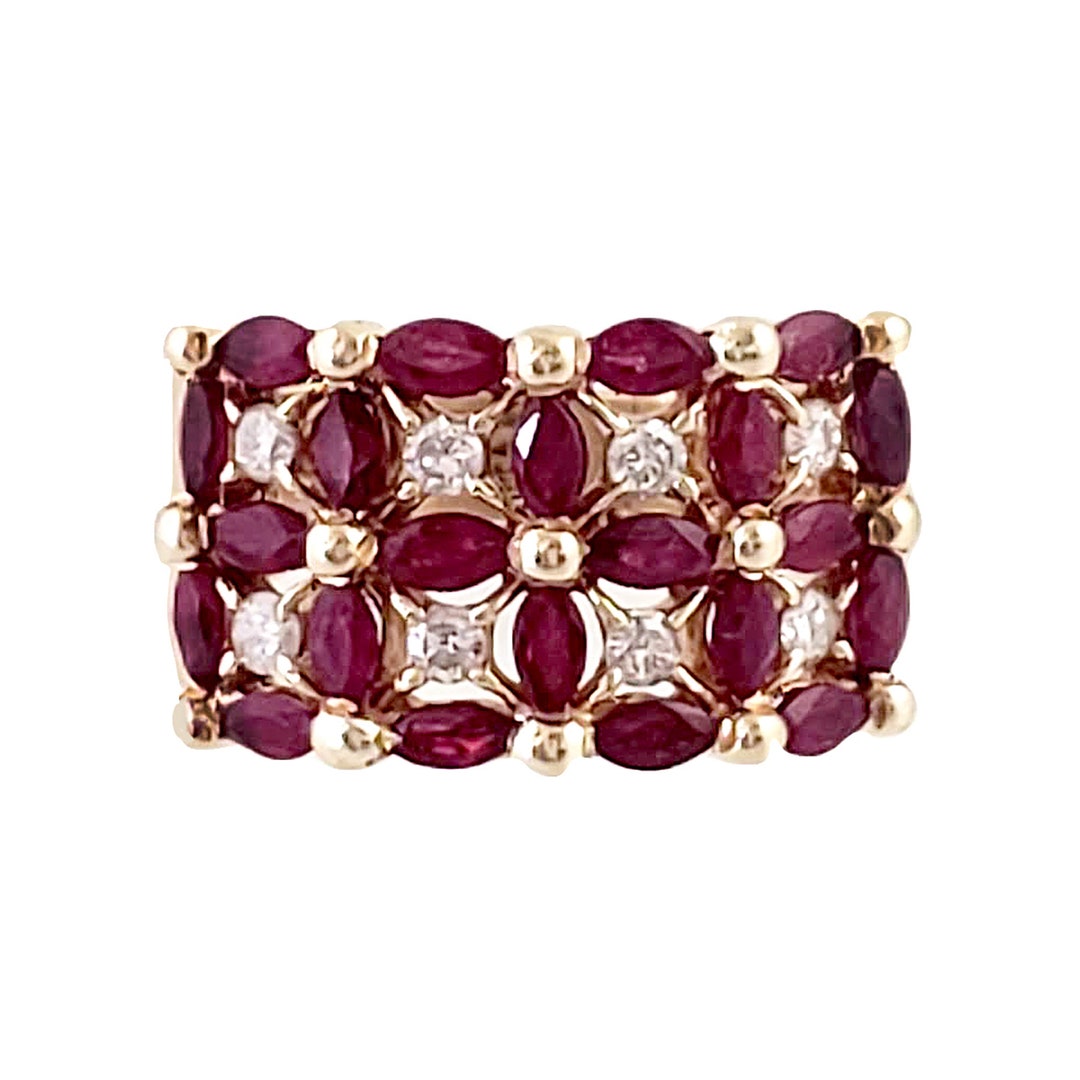Ruby and Diamond Tapered Band in 14K Gold 22 Rubies, 8 Diamonds Size 8 ...