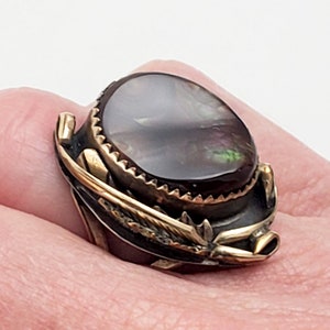 10K Gold & Fire Agate Ring - Signed Alfred Joe - Gold Southwestern Ring ...