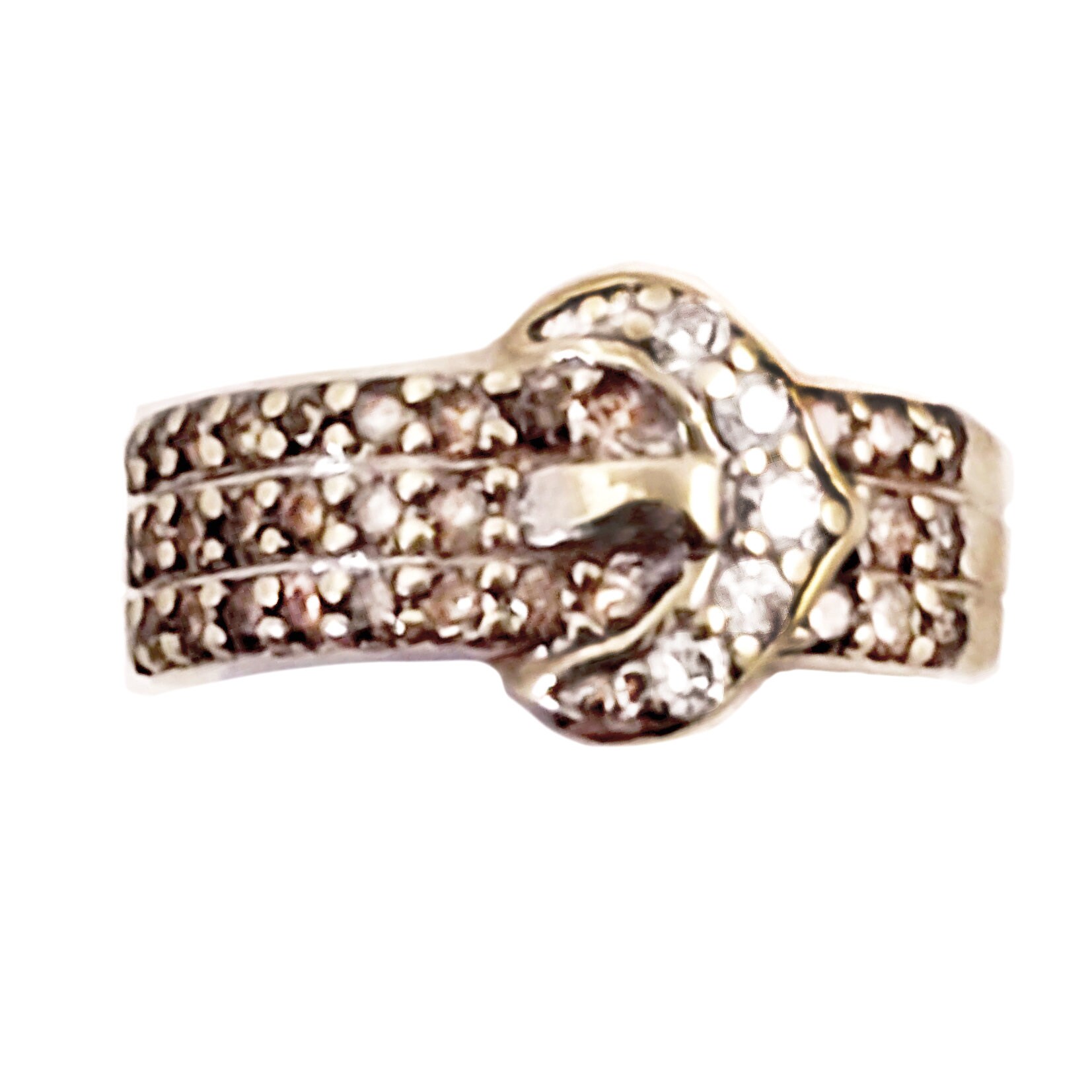 Diamond Buckle Ring in 10K Gold 1 ctw. Champagne Diamonds | Etsy