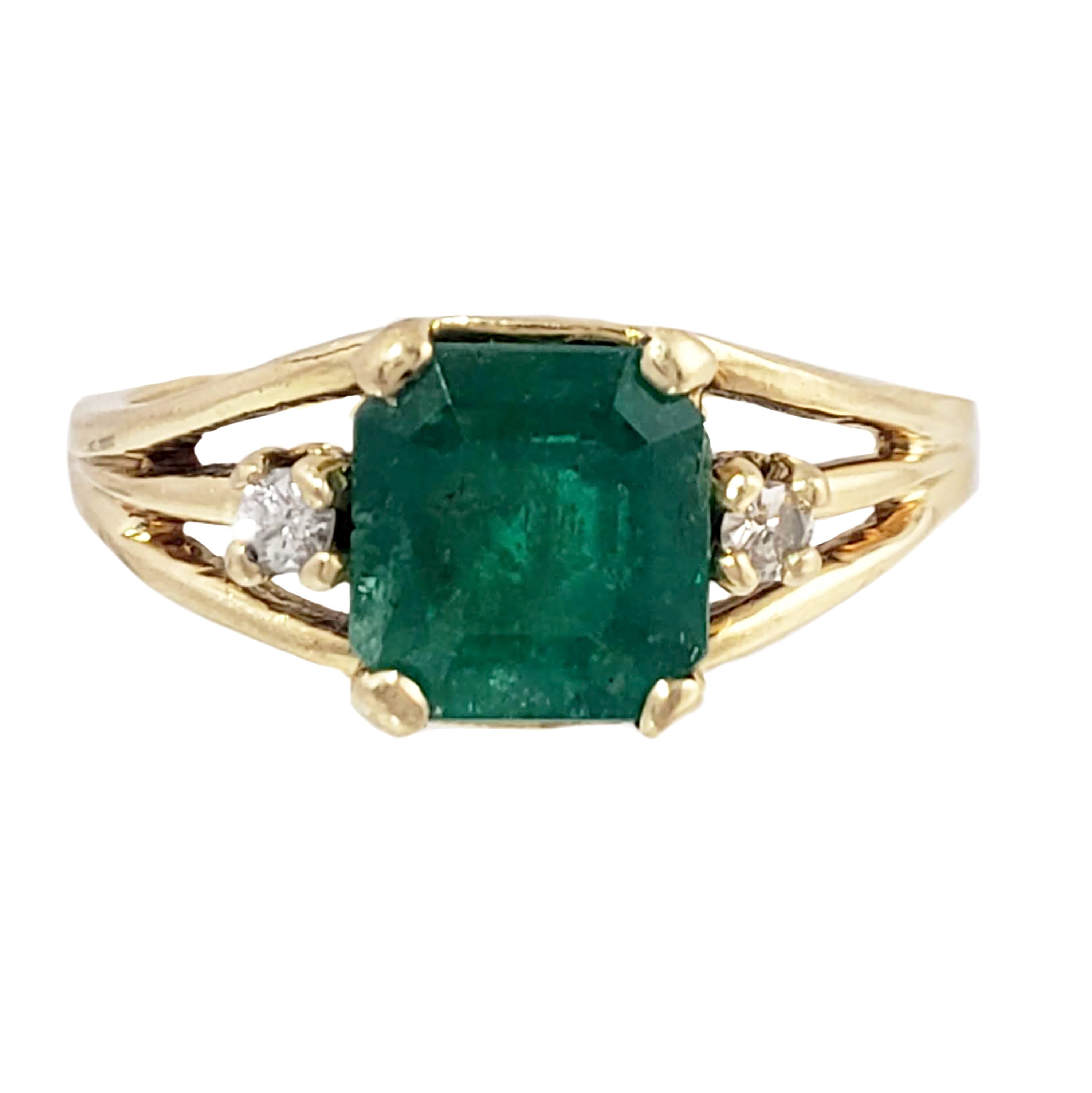 Vintage 18K Gold and Emerald Ring with Diamonds 1.25 ct. | Etsy