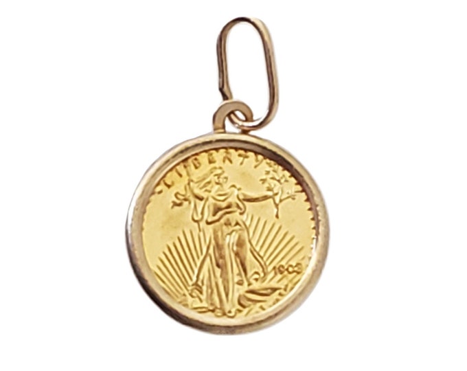 Miniature 24K Gold Coin Charm Tiny Replica of U.S. 20 Dollar Gold Piece ...