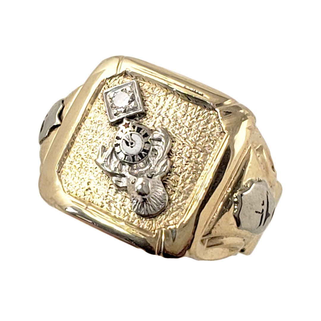 Vintage BPOE Elks Club Ring With Diamond in Solid 10K Gold - Size 8.5 ...