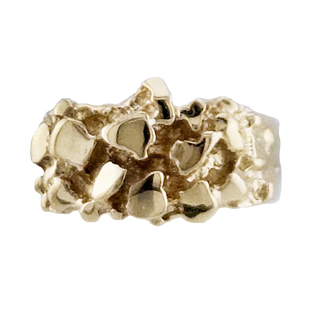 Solid 10K Gold Nugget Texture Ring - Vintage Unisex Brutalist - Size 8. ...