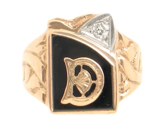 Mens Initial D Ring - Etsy