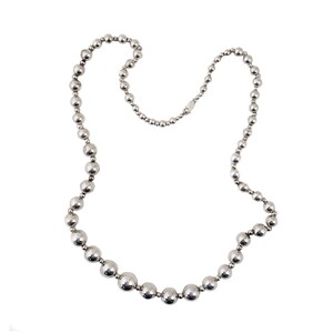 Vintage Sterling Silver Bead Necklace - Small to Large Beads - 30" Long ...
