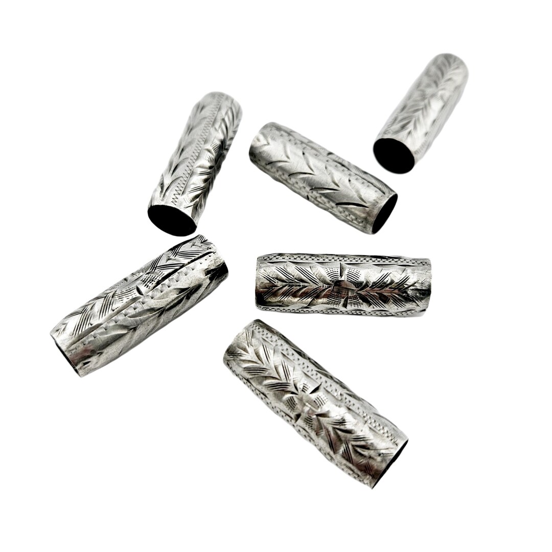 Set of 6 Vintage Hand-engraved Real Silver Ferrules - Tube Style - 1 ...