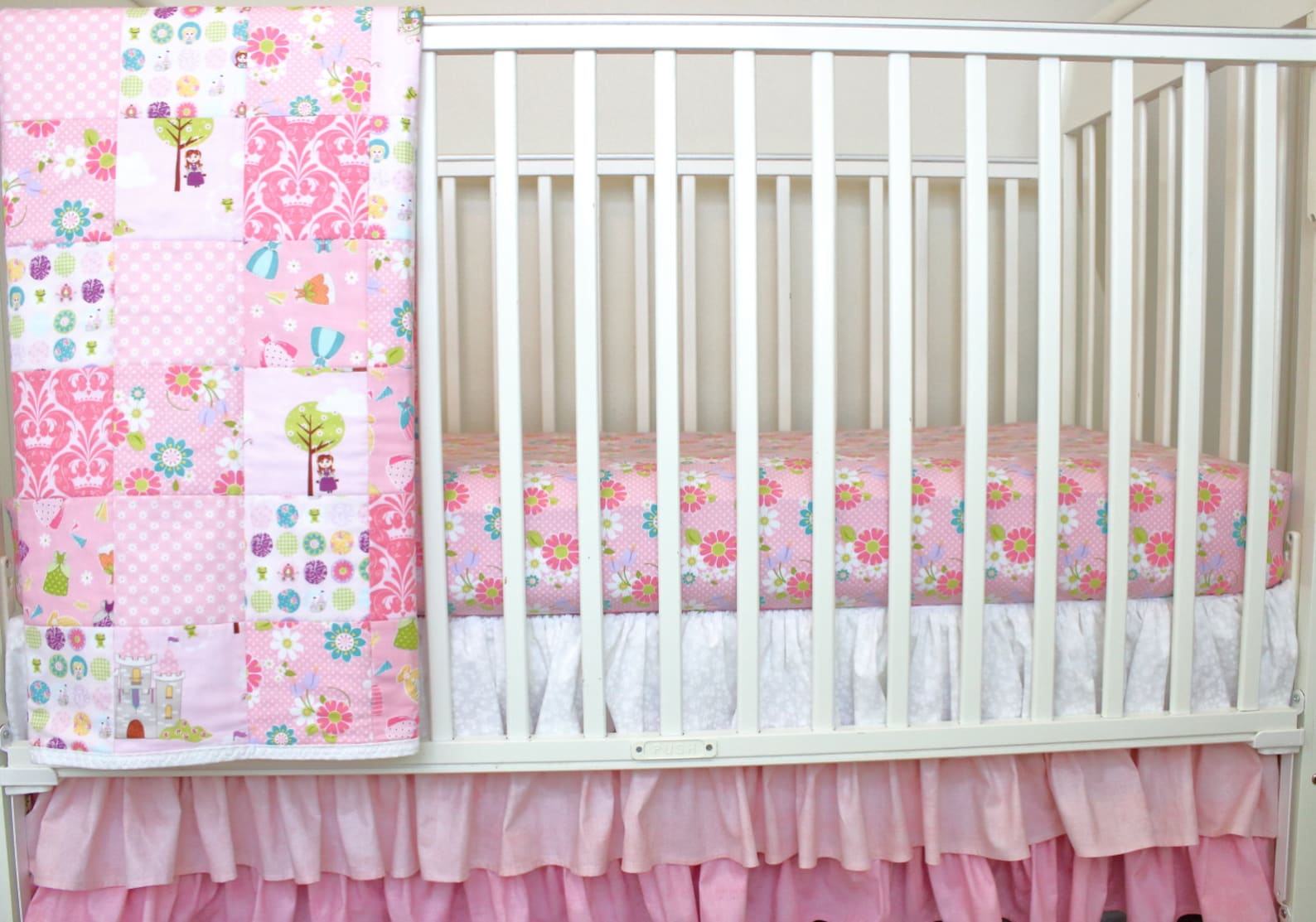 Abagail Princess Crib Set/ Princess Nursery/ Floral Crib Sheet/ Pink ...