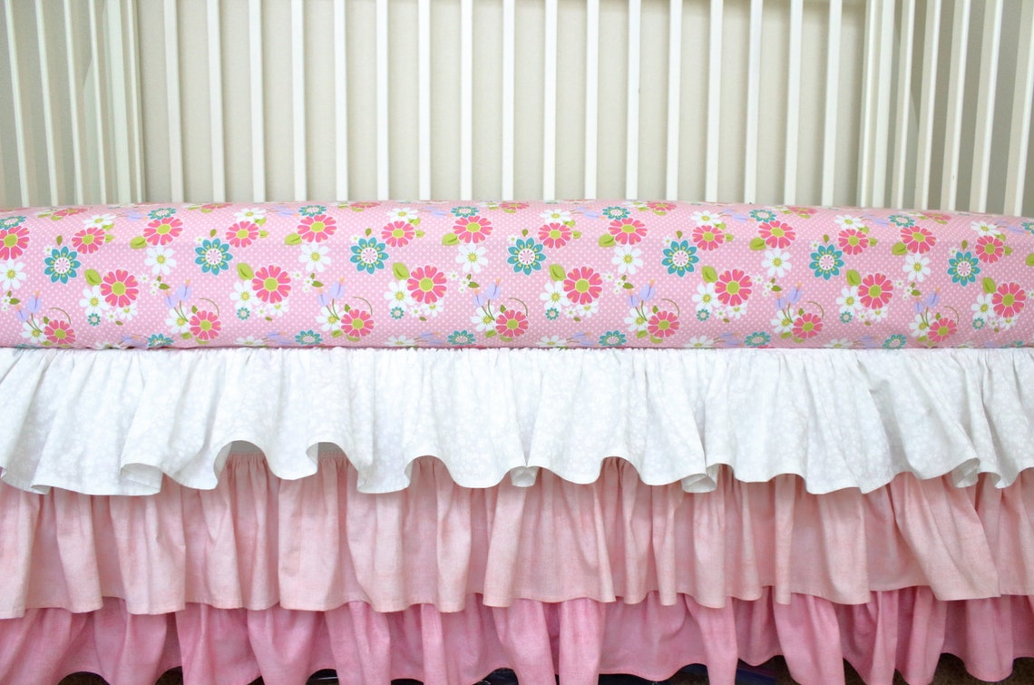 Abagail Princess Crib Set/ Princess Nursery/ Floral Crib Sheet/ Pink ...