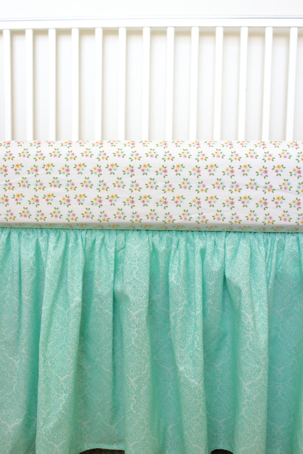 Amelia Floral Crib Bedding / Butterfly Floral Crib Set / Pink and Mint ...