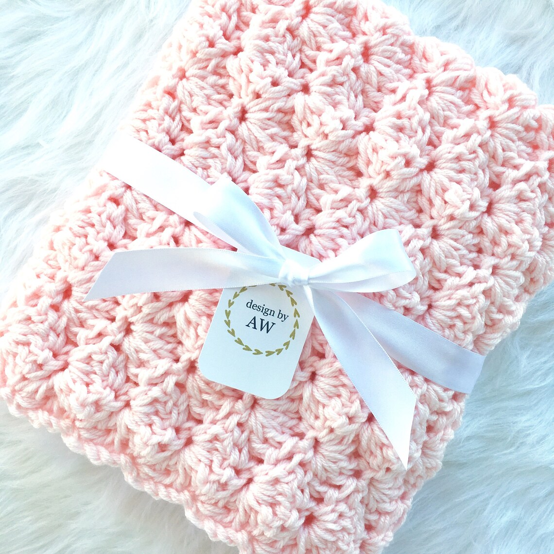 Crochet Pattern Baby Blanket - Easy Shell Stitch Afghan- Chunky Crochet ...