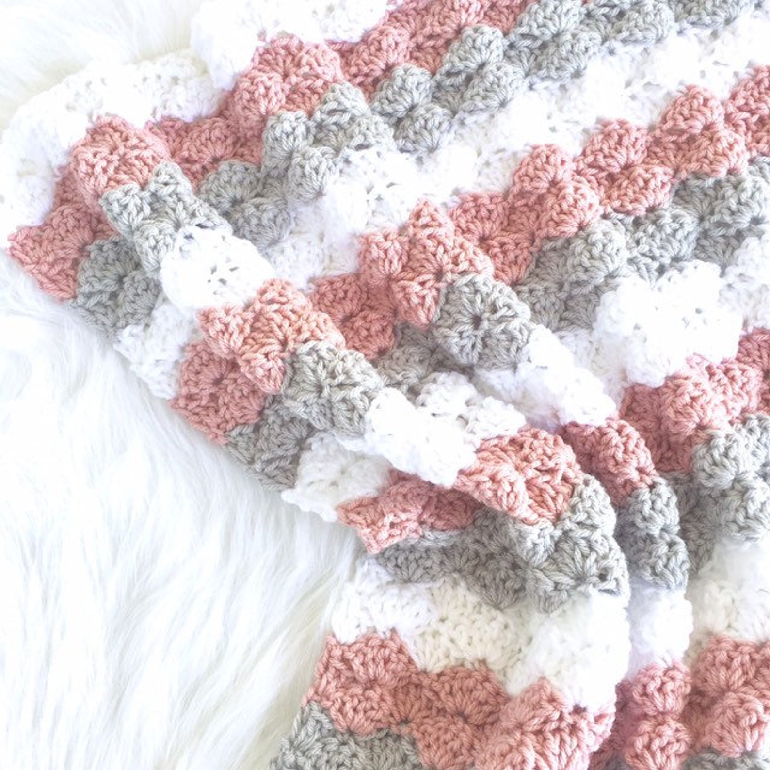 Neutral Crochet Baby Blanket Baby Gift Basket Ideas Modern - Etsy