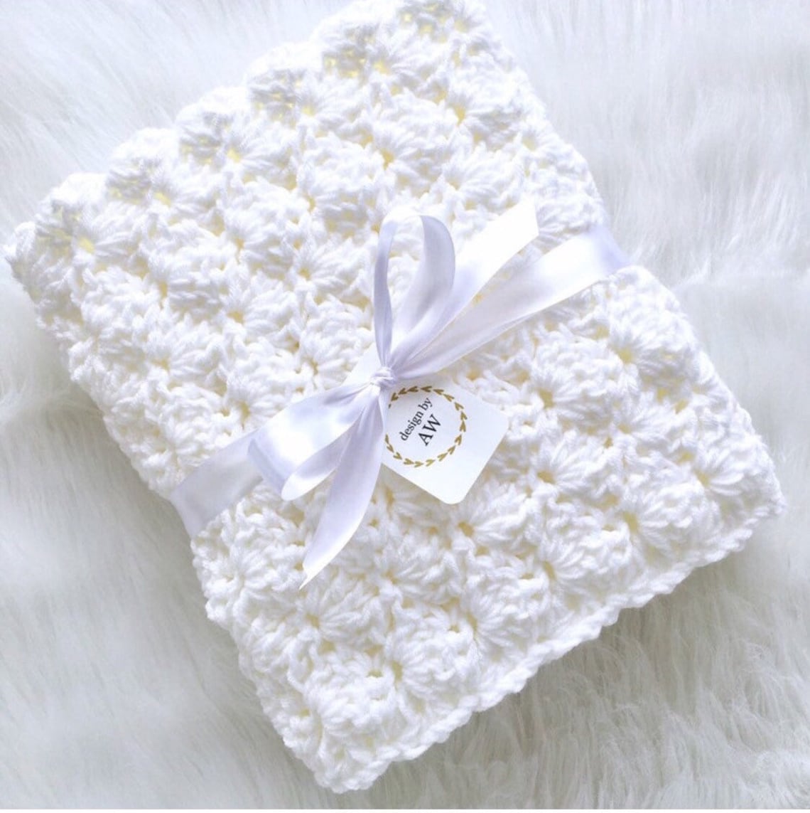Crochet Pattern Baby Blanket - Easy Shell Stitch Afghan- Chunky Crochet ...