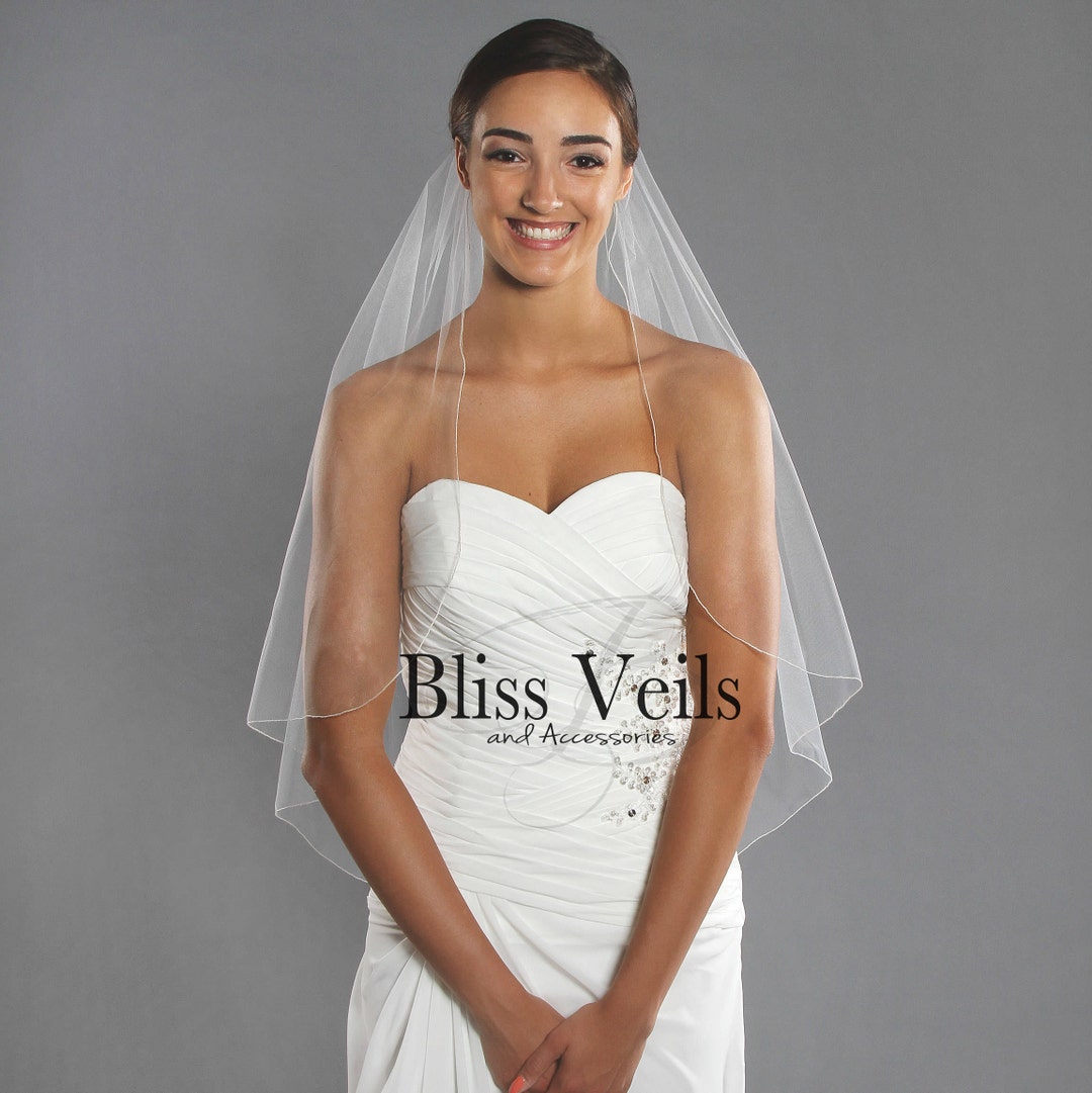 One Layer Waterfall Veil, Pencil Edge Veil, Fingertip Length Veil ...