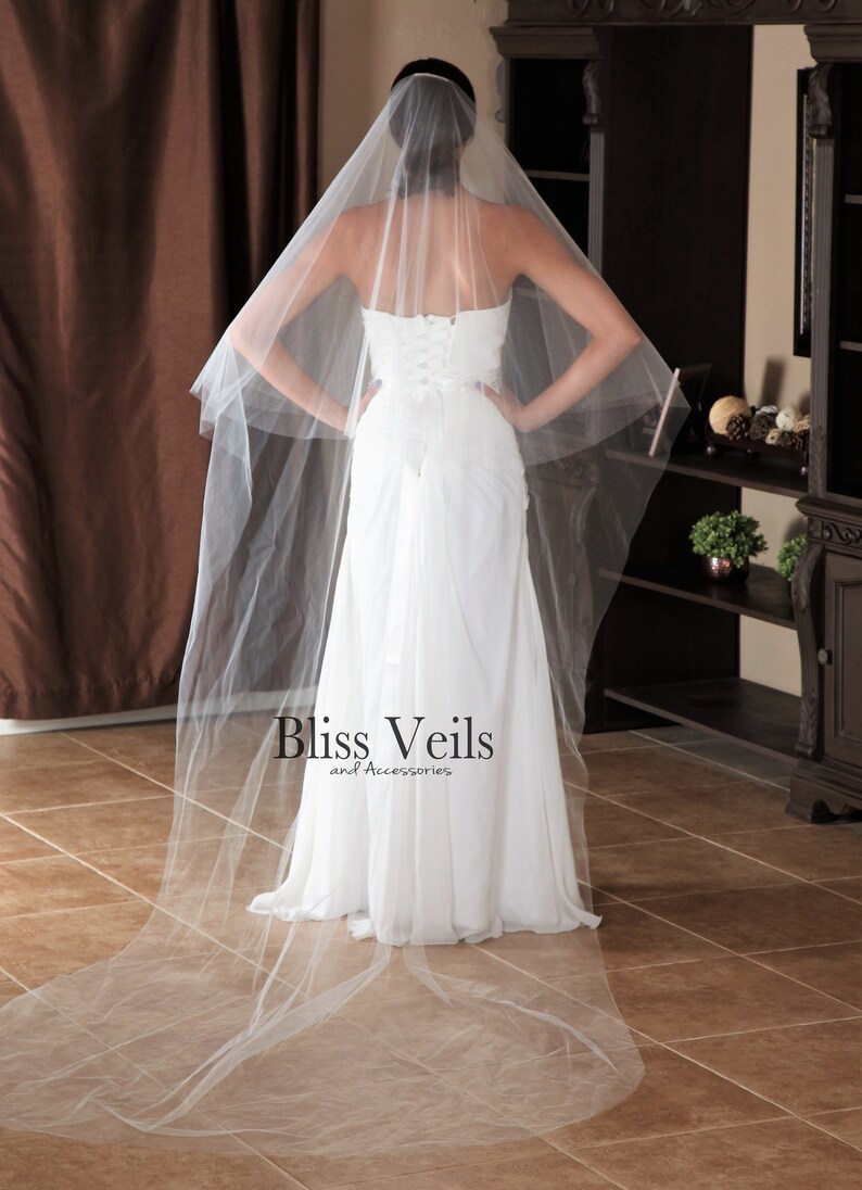 Sheer Drop Wedding Veil 2 Layer Veil Blusher Veil - Etsy