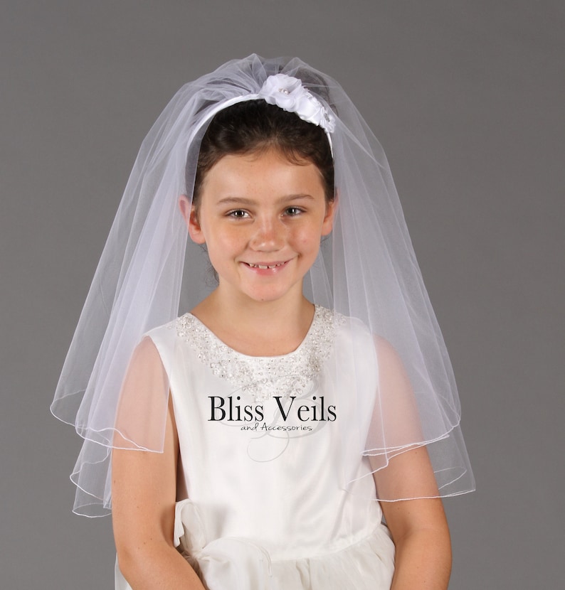 First Communion Veil With Floral Headband Fast Shipping - Etsy