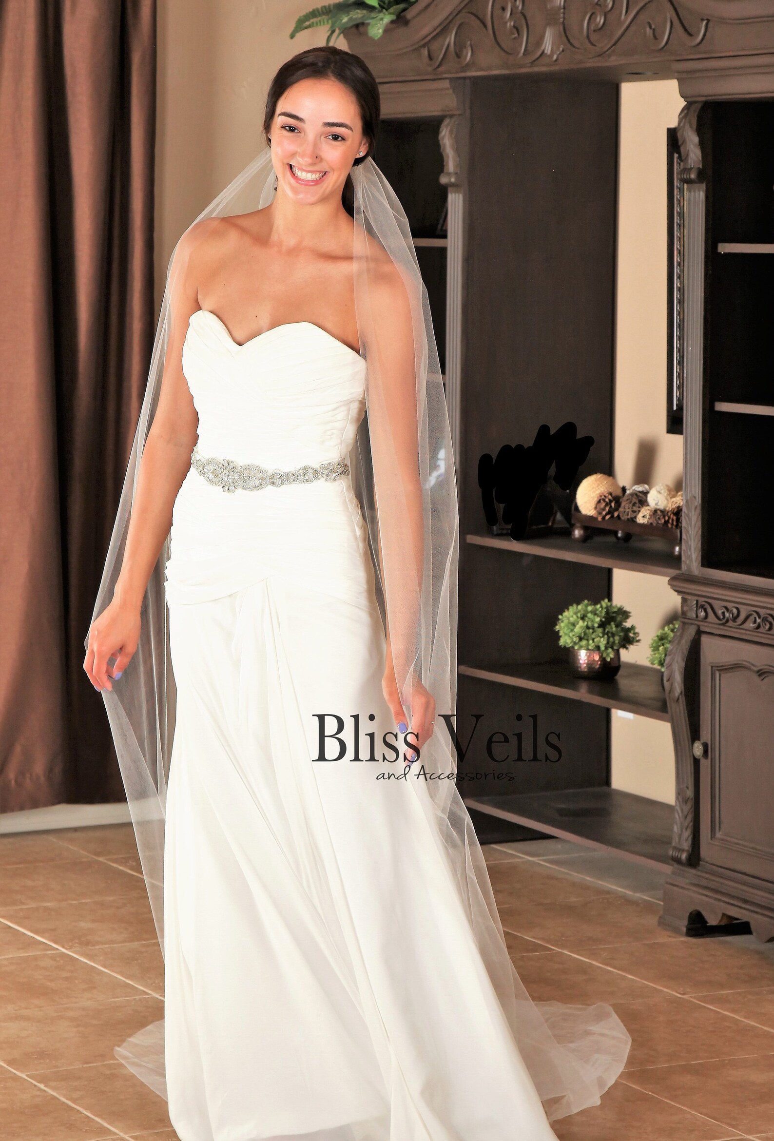 Simple Wedding Veil, Sheer Veil, Chapel Length Veil, Ivory Bridal Veil ...