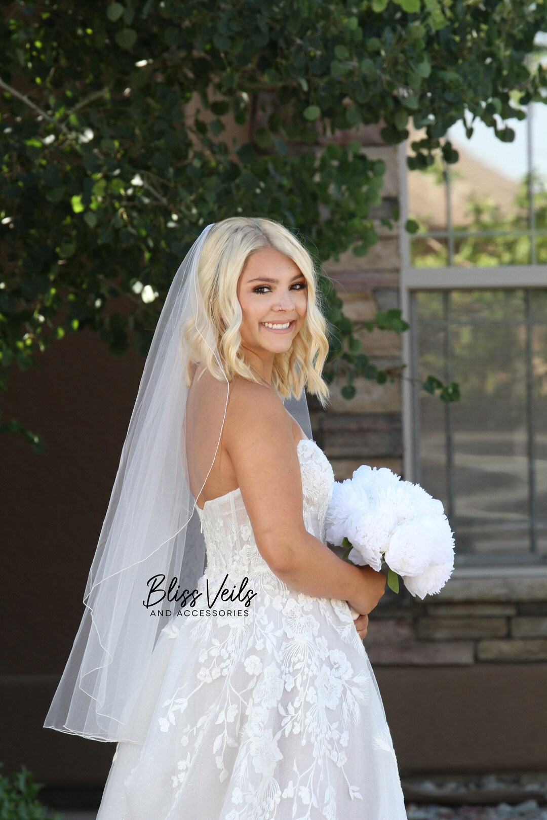 Angel Cut Veil Wedding Veil, Cascade Veil, Ivory Bridal Veil, Fingertip ...