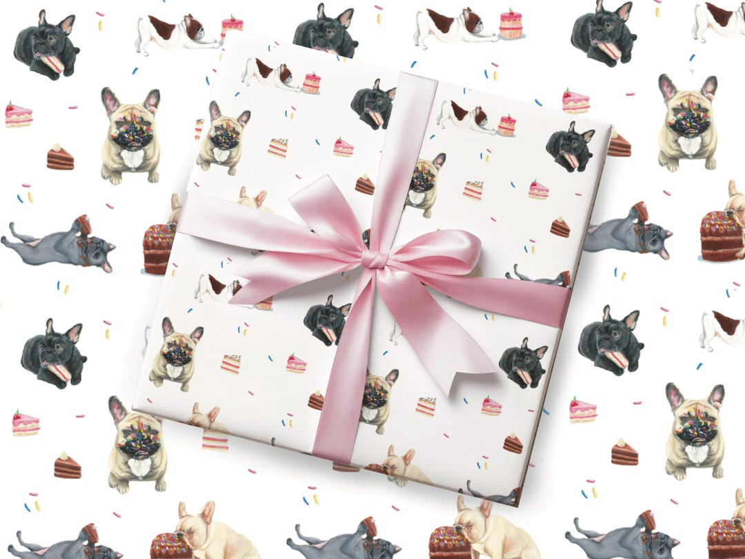 French Bulldog Wrapping Paper: Funny Frenchie Birthday Gift Wrap - Etsy