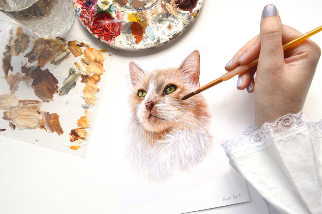 Hand Painted Pet Portrait: Custom Acrylic Painting, Memorial Pet Loss ...