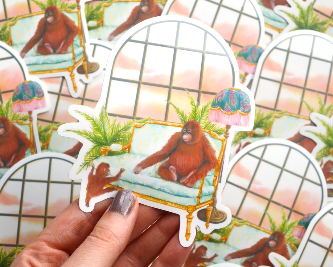 Orangutan Vinyl Sticker for Your Laptop, Water Bottle, Window Orangutan ...