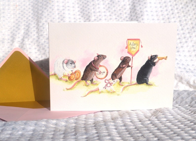 Rat Marching Band Anniversary Card: Funny Rodent Love (5x7 Inch) - Etsy