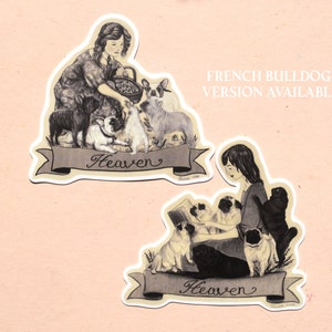 Pug "heaven" Sticker - for Your Laptop, Water Bottle, Window - Pug ...