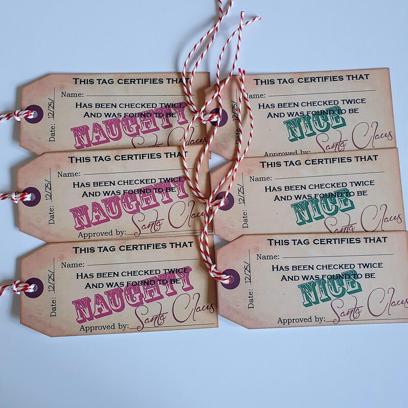 Naughty or Nice Tags - Etsy