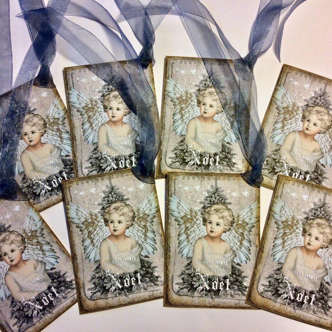 CHRISTMAS CHERUB, Angel Themed Christmas Tags, Cherub Design Xmas Tags ...