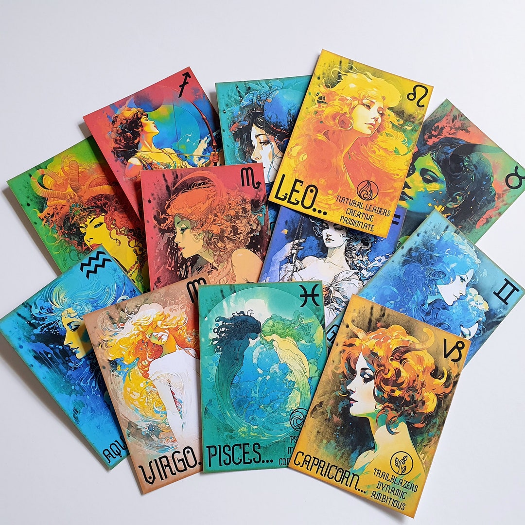 THE ZODIAC, Horoscope Themed Journal Cards, Zodiac Ephemera Postcards ...