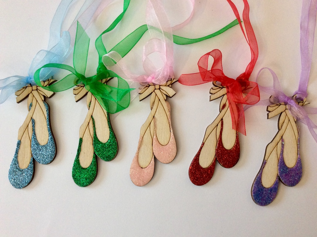 MINI BALLET SLIPPERS Christmas Tree Decoration Hand Glittered Xmas ...