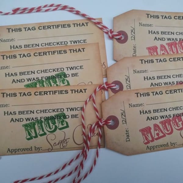 Naughty or Nice Tags - Etsy
