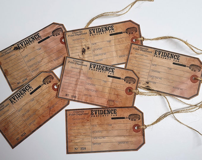WHERE'S THE EVIDENCE? Crime Scene, Murder Mystery Party Tags, Halloween ...