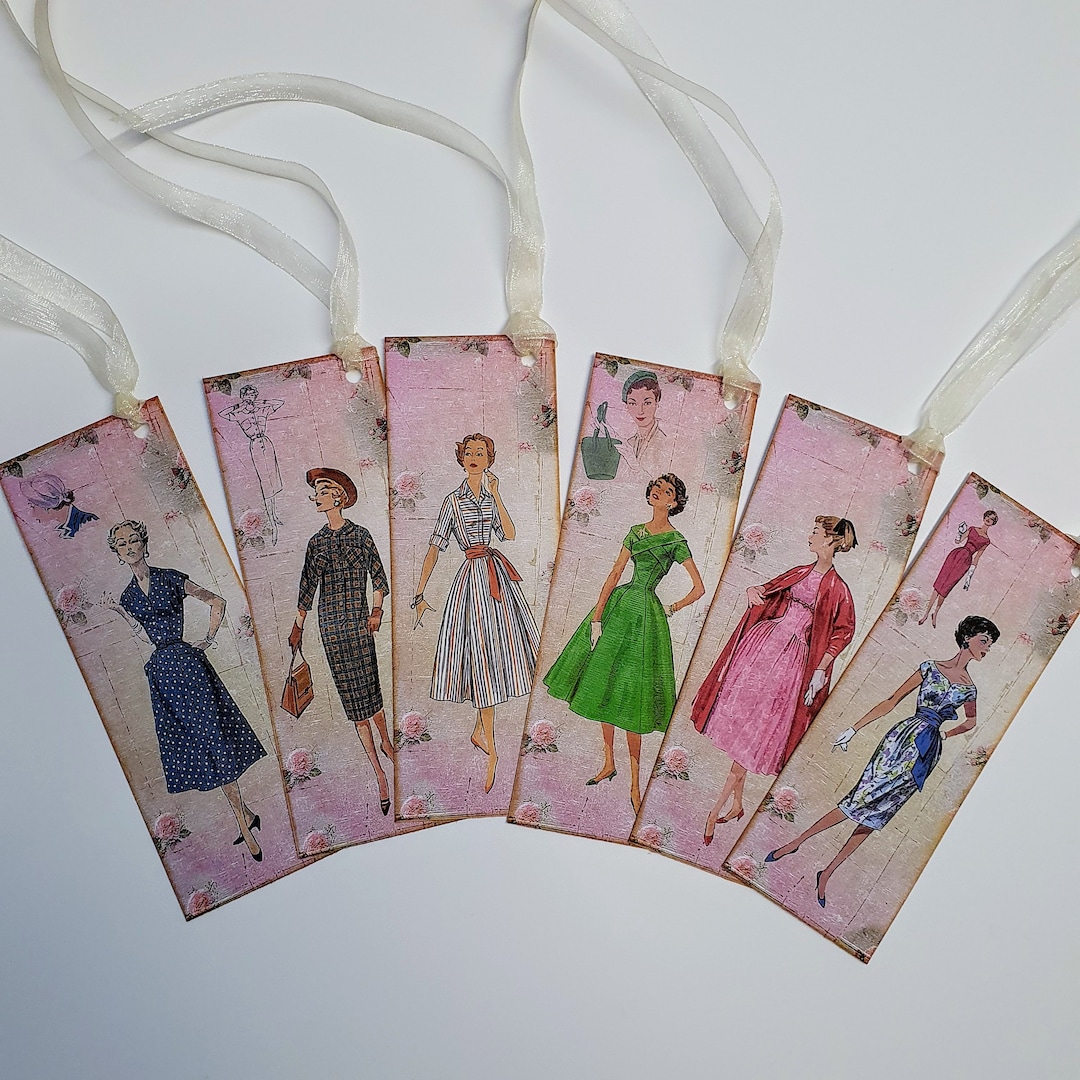 RETRO CATWALK, Tall, Narrow Fashion Tags or Small Bookmarks, Vintage ...