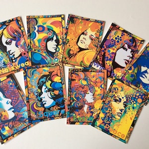 TRIPPY HIPPIE 60's Themed Journal Cards SET 2 - Kaleidoscopic - Rainbow ...