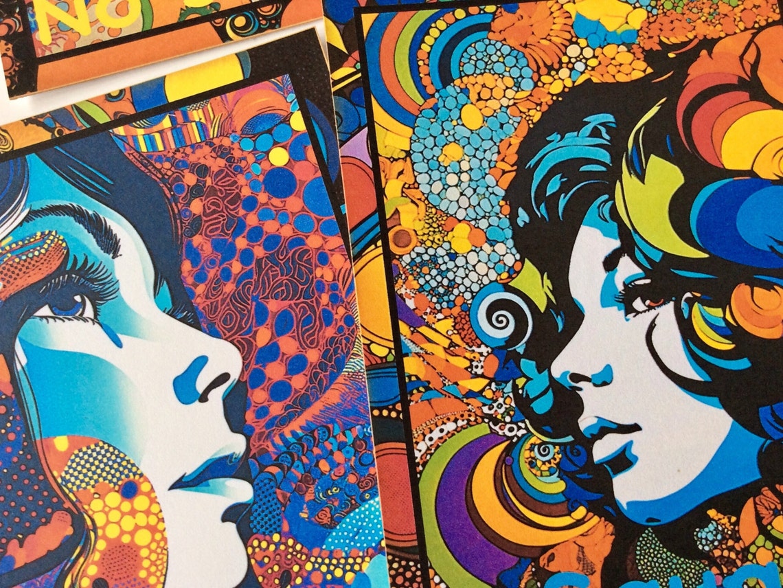 TRIPPY HIPPIE 60's Themed Journal Cards SET 2 - Kaleidoscopic - Rainbow ...