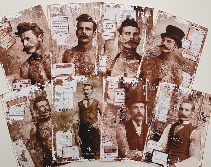 THE TATTOOED GENTS, Grungy, Inked Men, Flat Journal Cards, Vintage ...