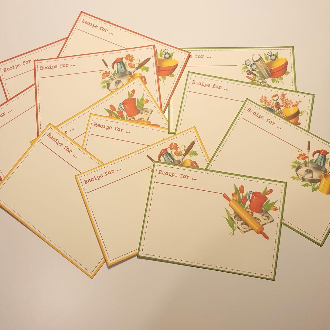 MY RECIPE FOR..., 12 Recipe Cards, Cookery and Kitchen Ephemera for ...