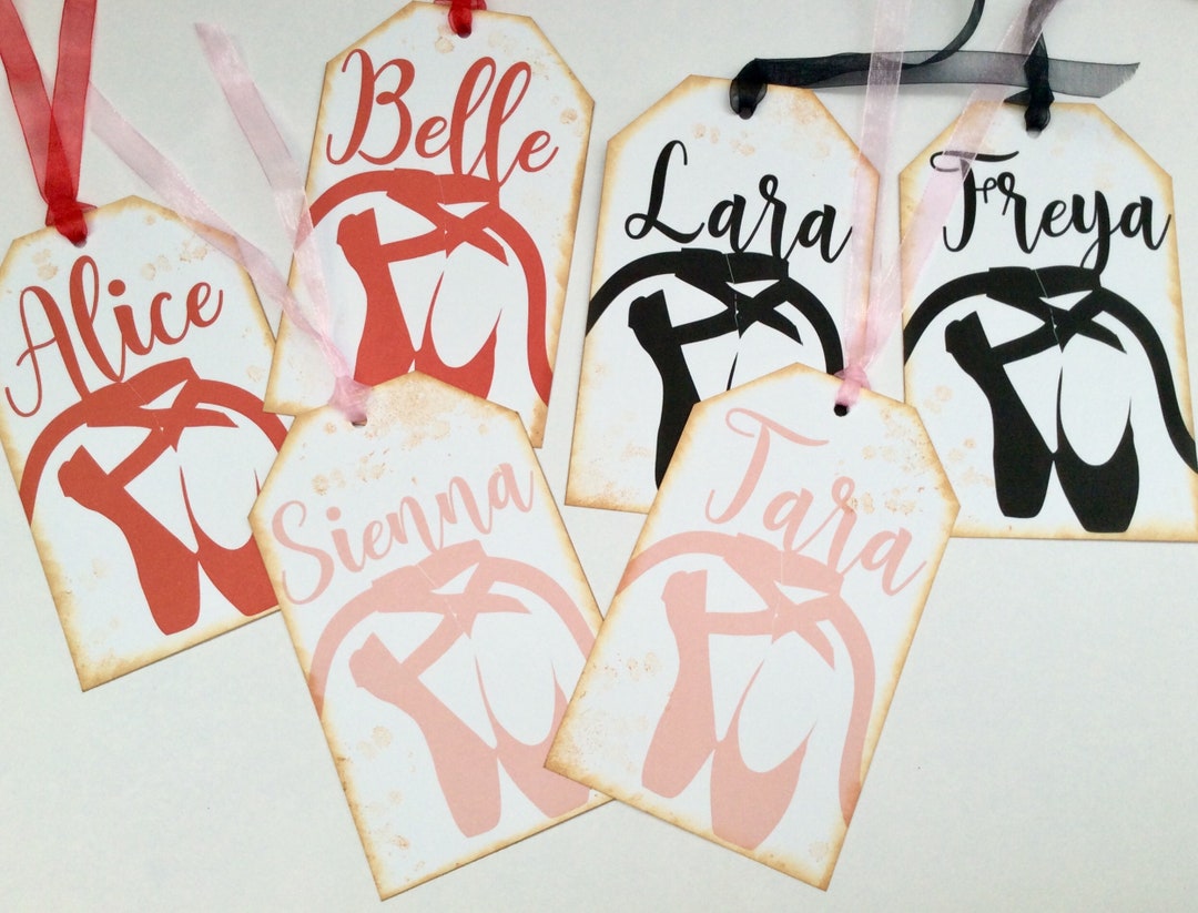 JUMBO BALLET TAGS 6 Personalised, Jumbo Sized Ballet Tags Ballerina ...