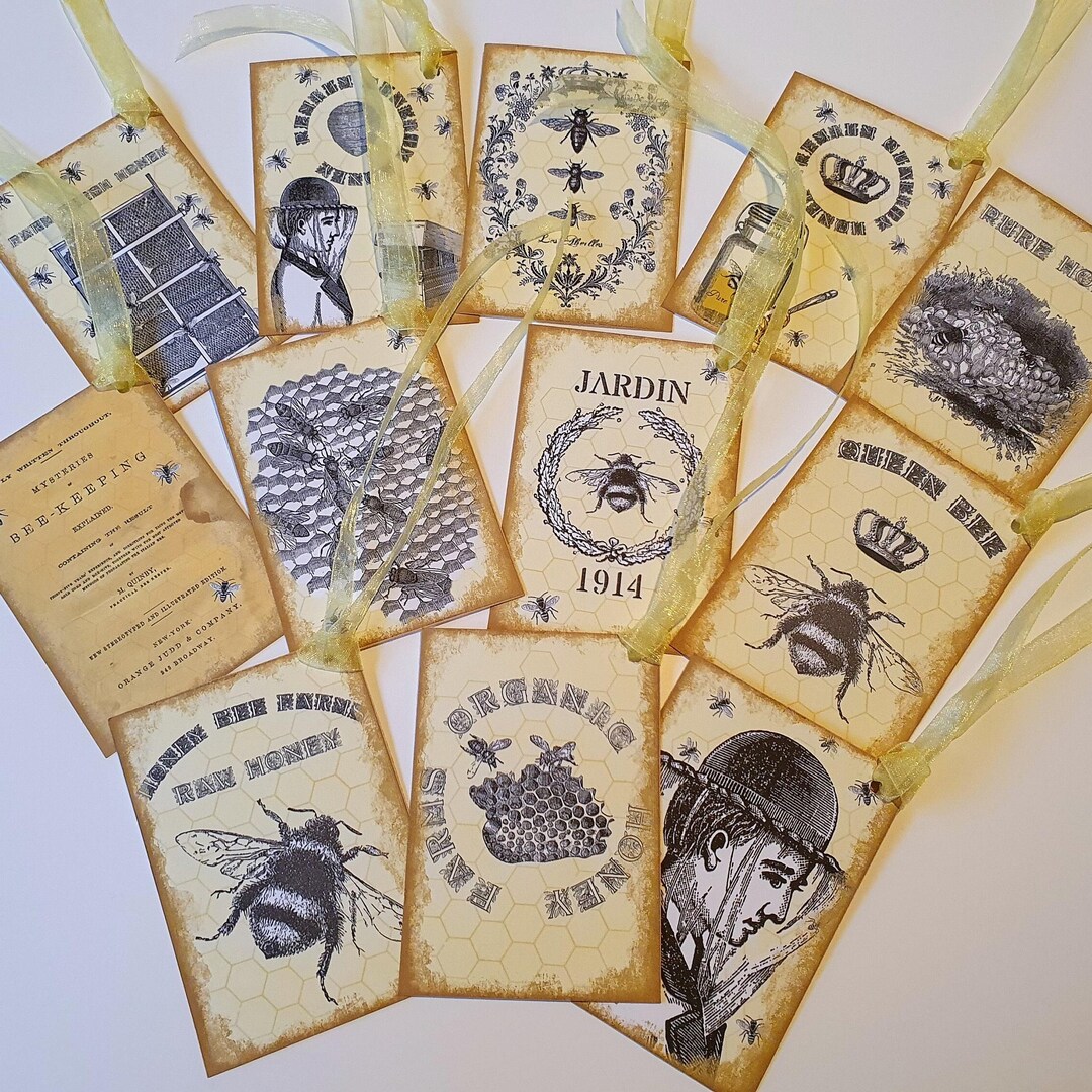 THE HIVE, Bee Themed Gift Tags, Bee Keeper Labels, Honey Labelling Tags ...