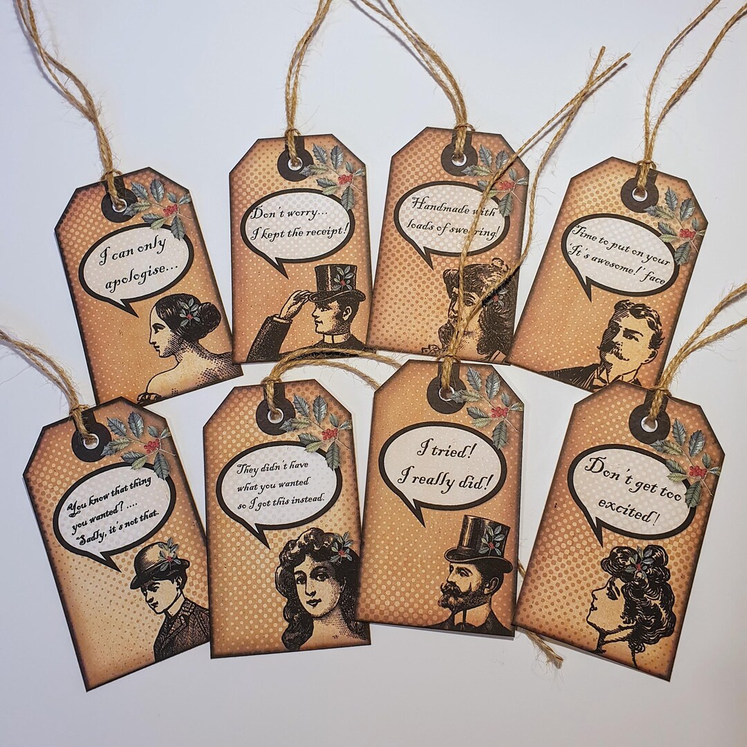 KEEPING IT REAL! Victorian Styled, Humorous, Funny Tags, Speech Bubble ...