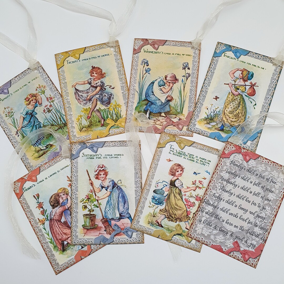 MONDAY'S CHILD IS... Days of the Week Birth Tags, Birth Poetry Gift ...