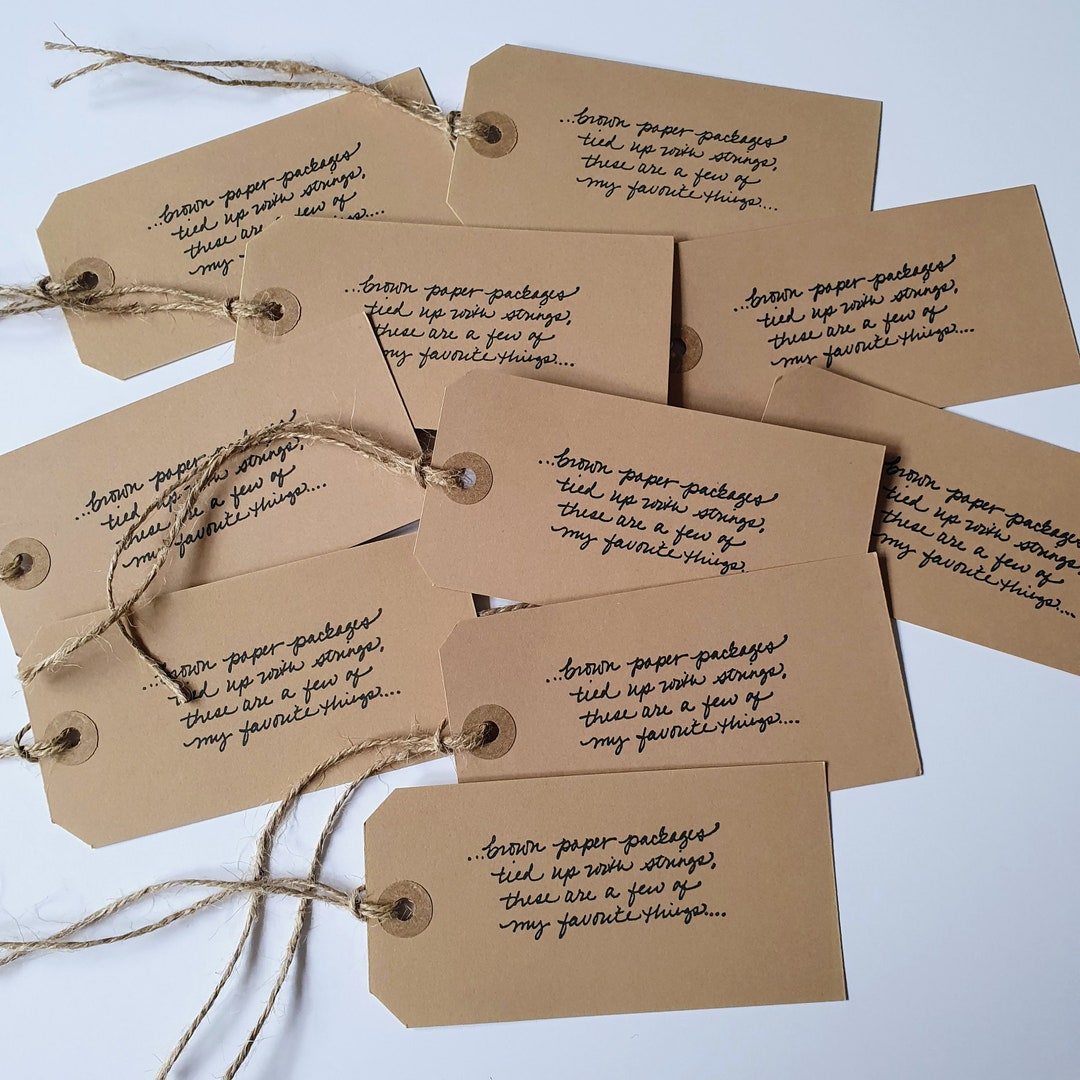 BROWN PAPER PACKAGES, Hand Stamped Gift Tags, Kraft Card, Luggage Label ...