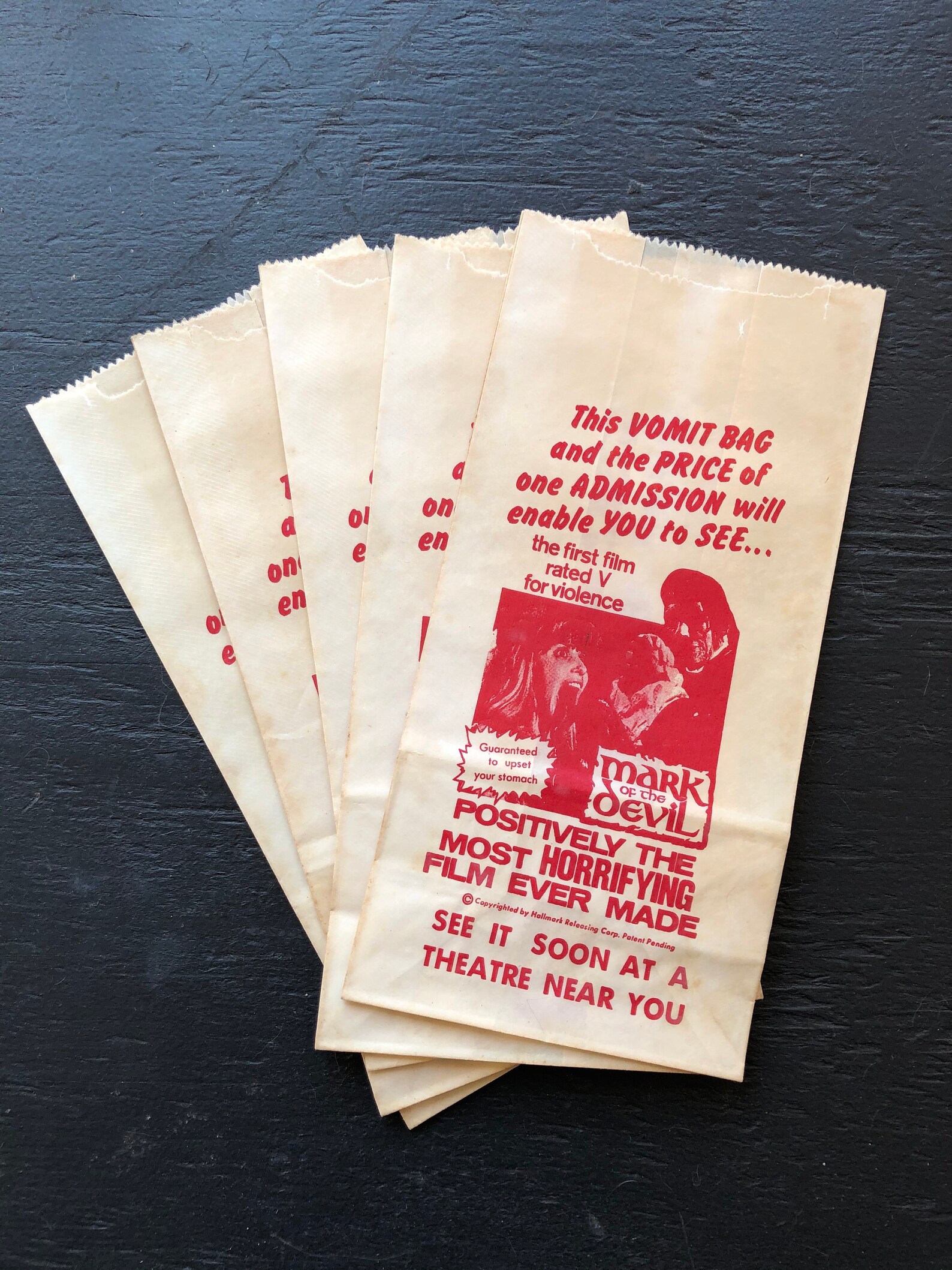 5 Vintage Mark of the Devil Vomit Bags Halloween Decor - Etsy