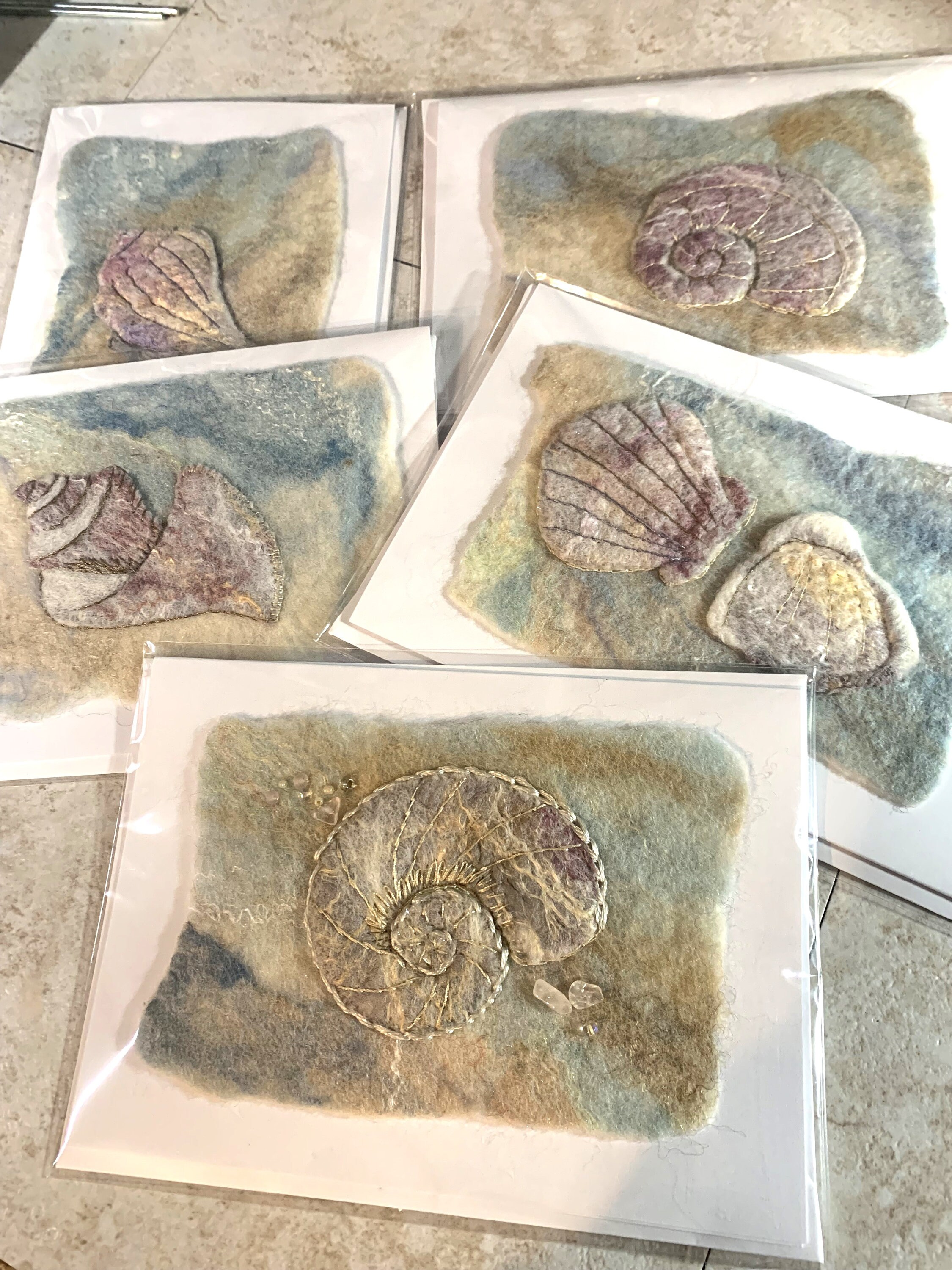 Seashell Needle Felted Picture Card, Beach Series, Frame-able - Etsy