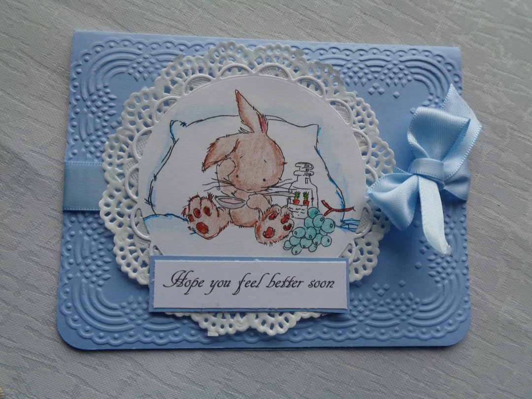 Bunny Rabbit Get Well Card, Feel Better Soon, Illness, Thinking of You ...